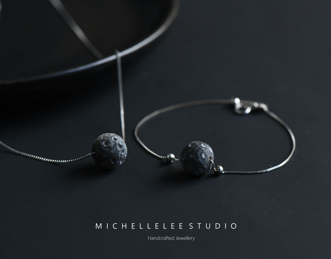 Hand Carved Meteorite Bead Bracelet, Natural Silver Sheen Obsidian ...