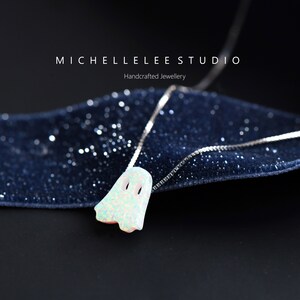 Ghost Opal Necklace, Fire Opal Specter Necklace, White and Black Opal ...