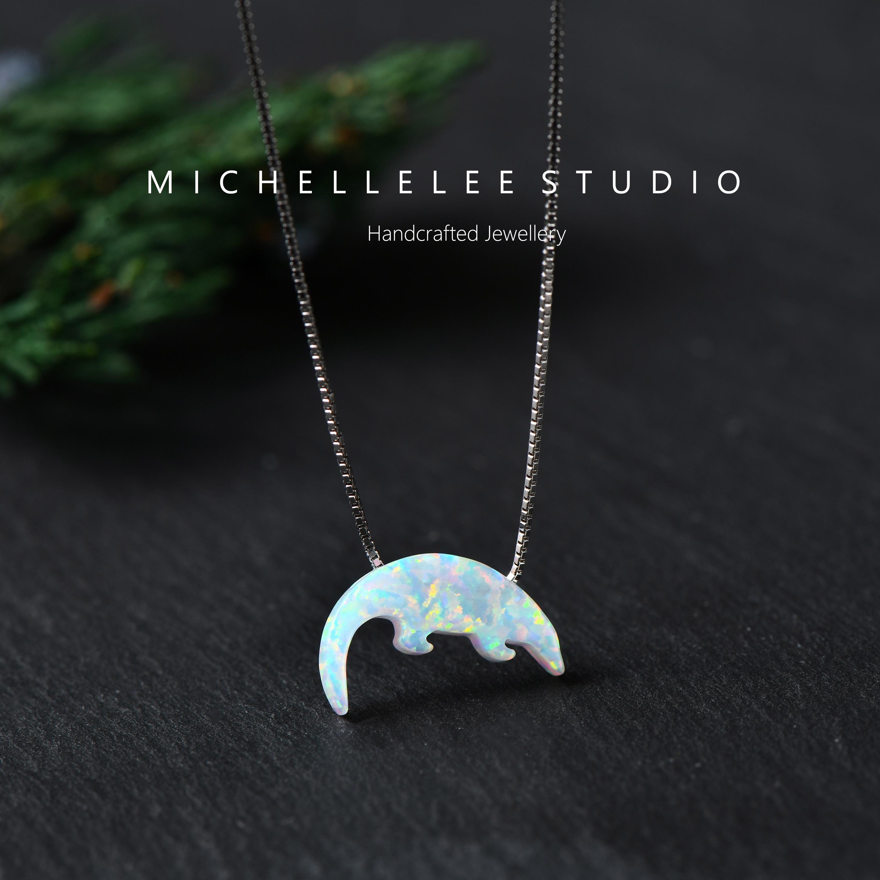 Opal Pangolin Necklace, Fire Opal Necklace With Sterling Silver Chain ...