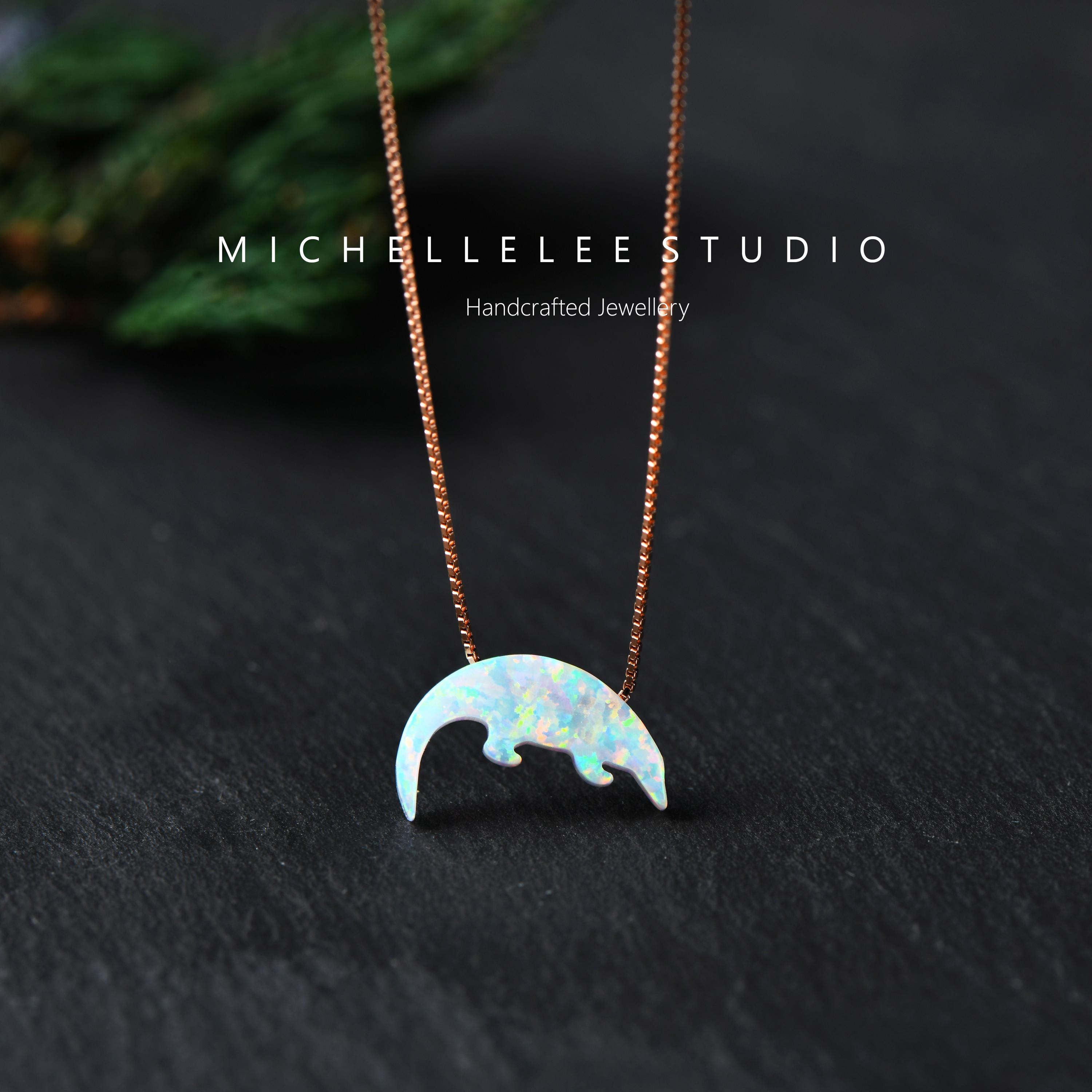 Opal Pangolin Necklace, Fire Opal Necklace With Sterling Silver Chain ...