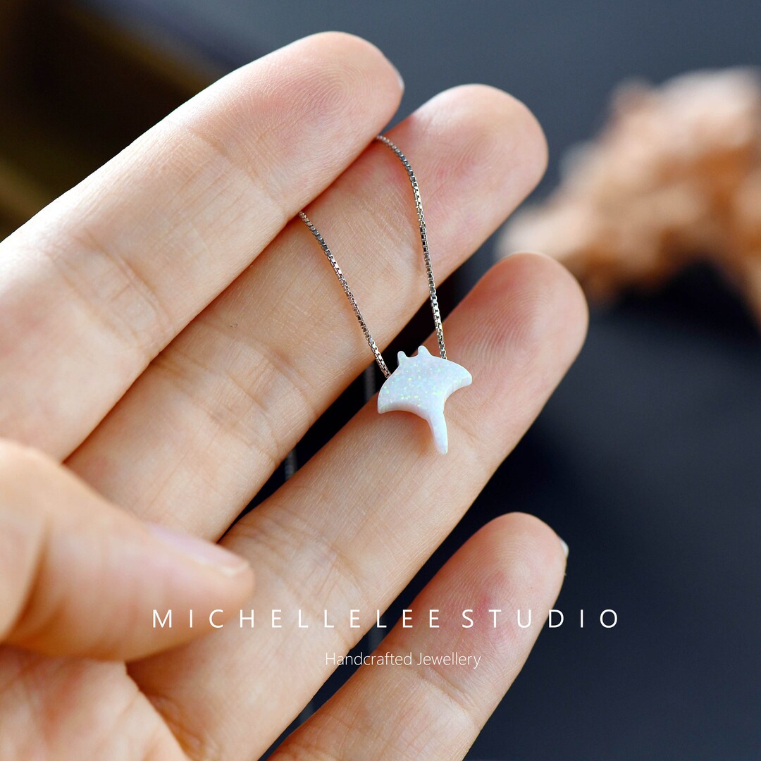 Manta Ray Opal Necklace, Fire Opal Necklace, White Opal Necklace ...
