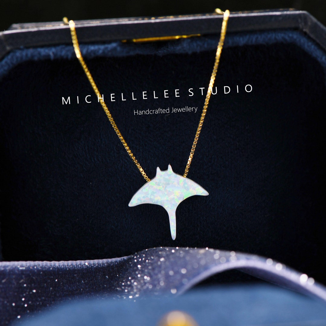 Manta Ray Opal Necklace, Fire Opal Necklace, White Opal Necklace ...