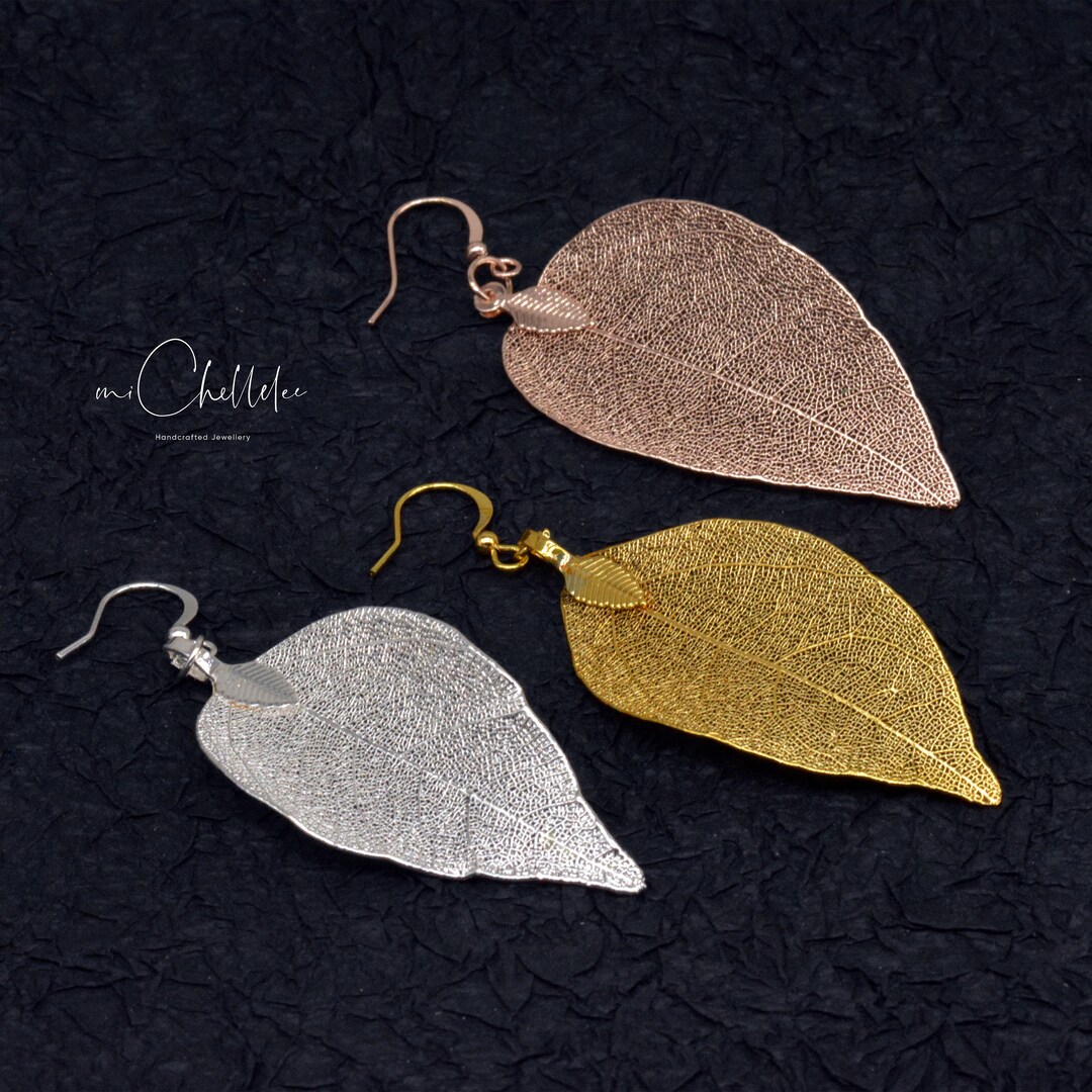Leaf Skeleton Drop Earrings Hook Earrings Delicate and - Etsy UK