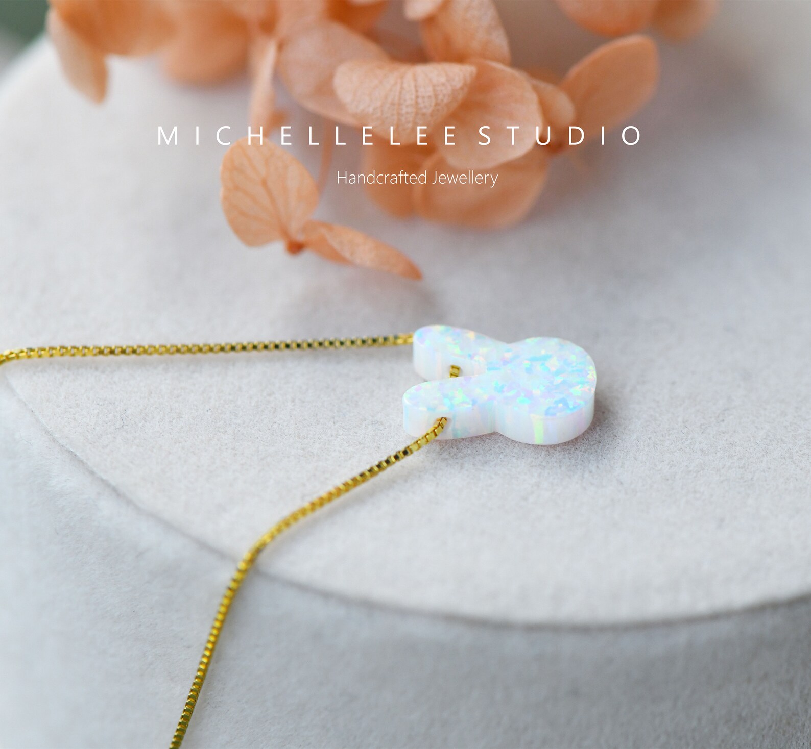Rabbit Opal Necklace Bunny Necklacefire Opal Necklace White - Etsy UK