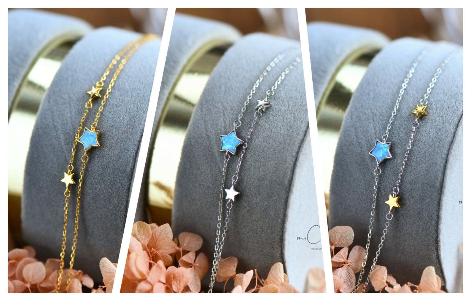 Dainty Opal Stars Bracelet, Celestial Stars Bracelet, Shooting Star ...