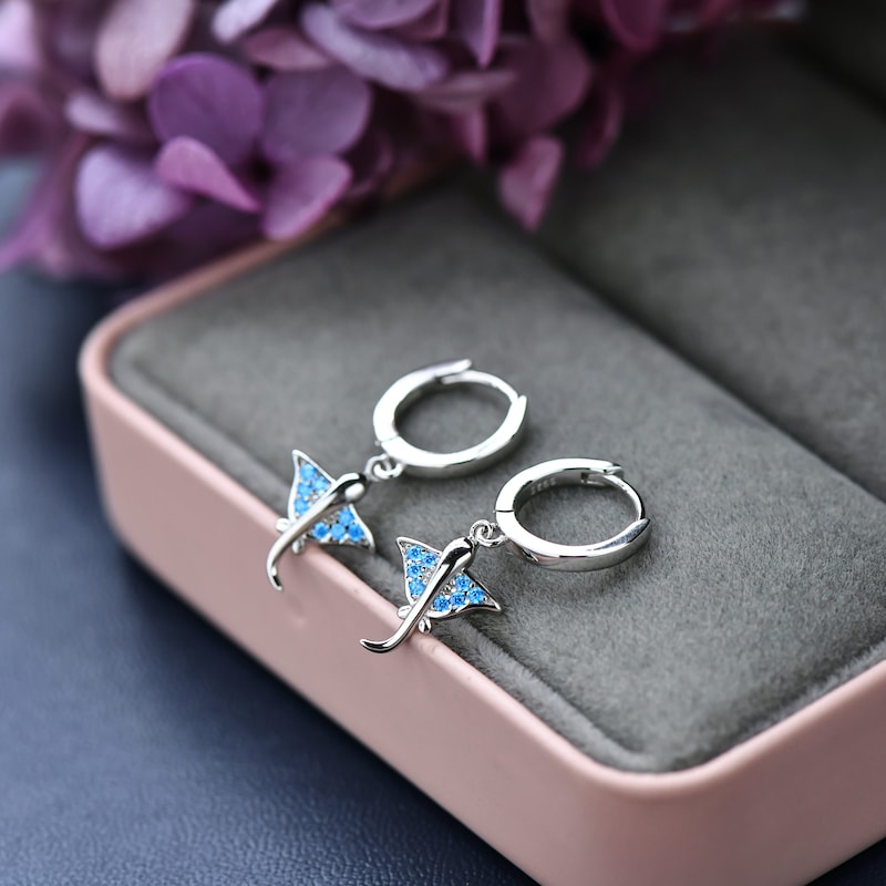 Blue Manta Ray Earrings - Etsy UK