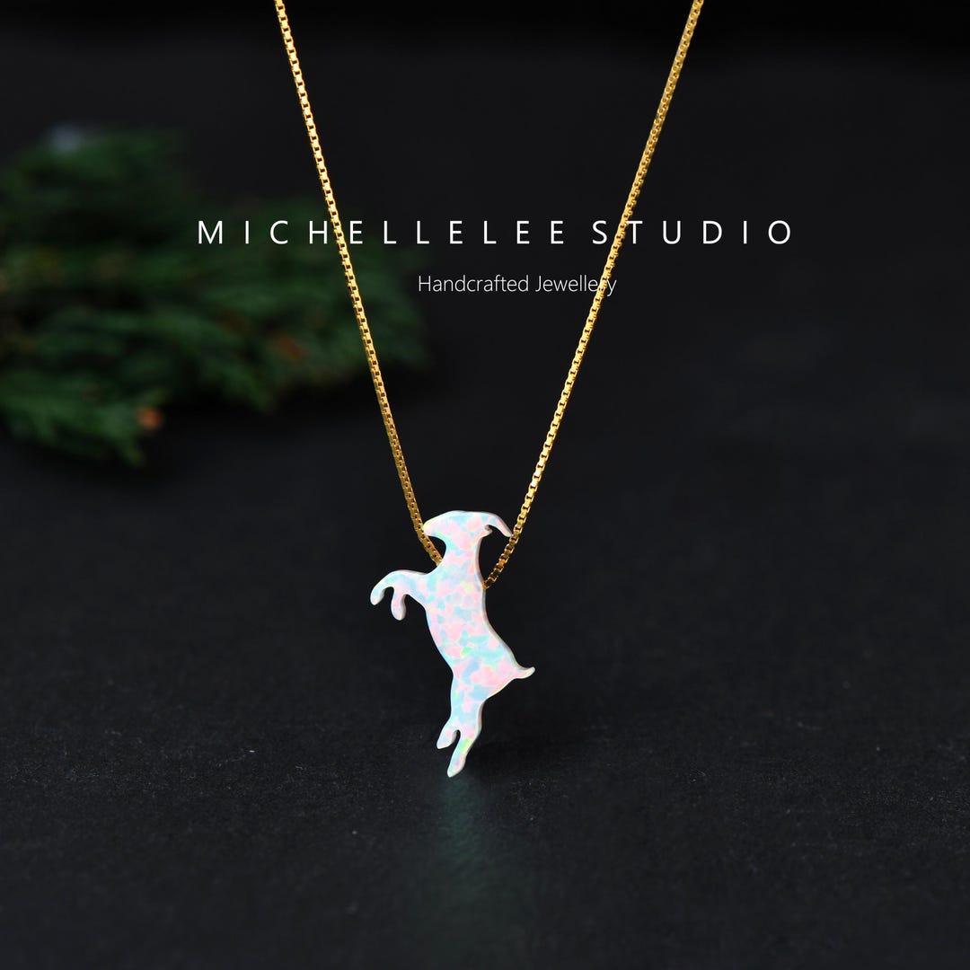 Goat Opal Necklace, Animal Necklace, White Opal Necklace With Sterling ...