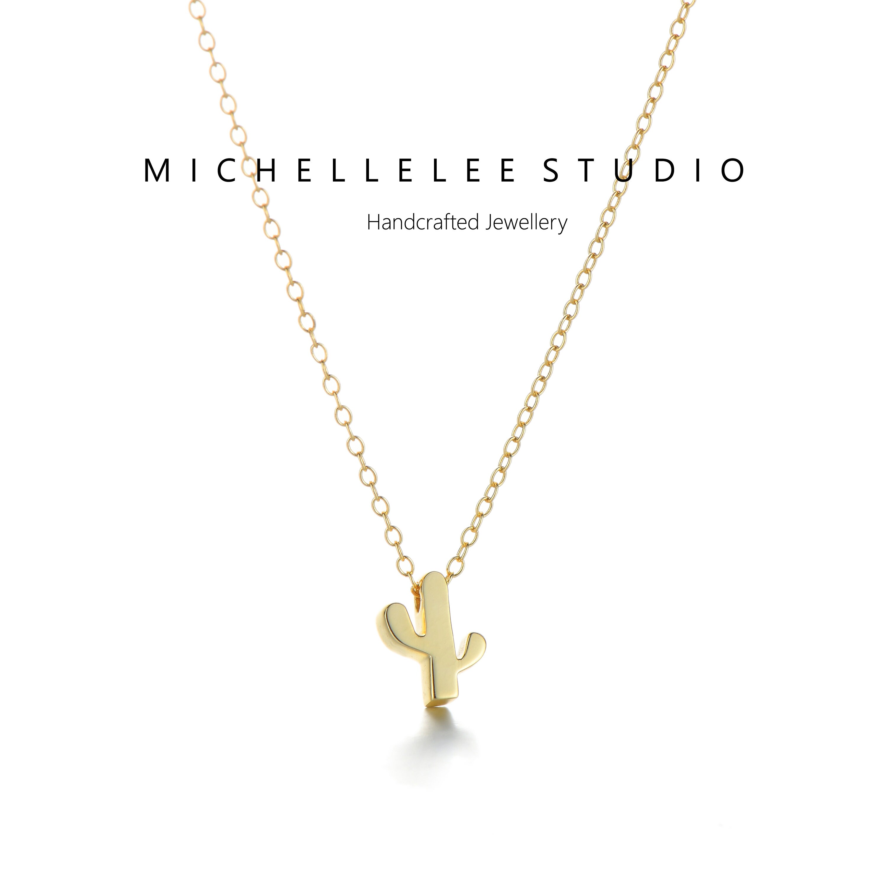 Sterling Silver Cactus Necklace Saguaro Pendant Gold and - Etsy UK