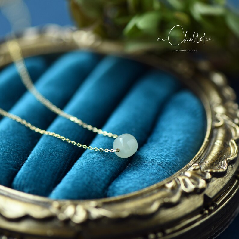Simple Green Jade Pendant Necklace Sterling Silver Choker - Etsy
