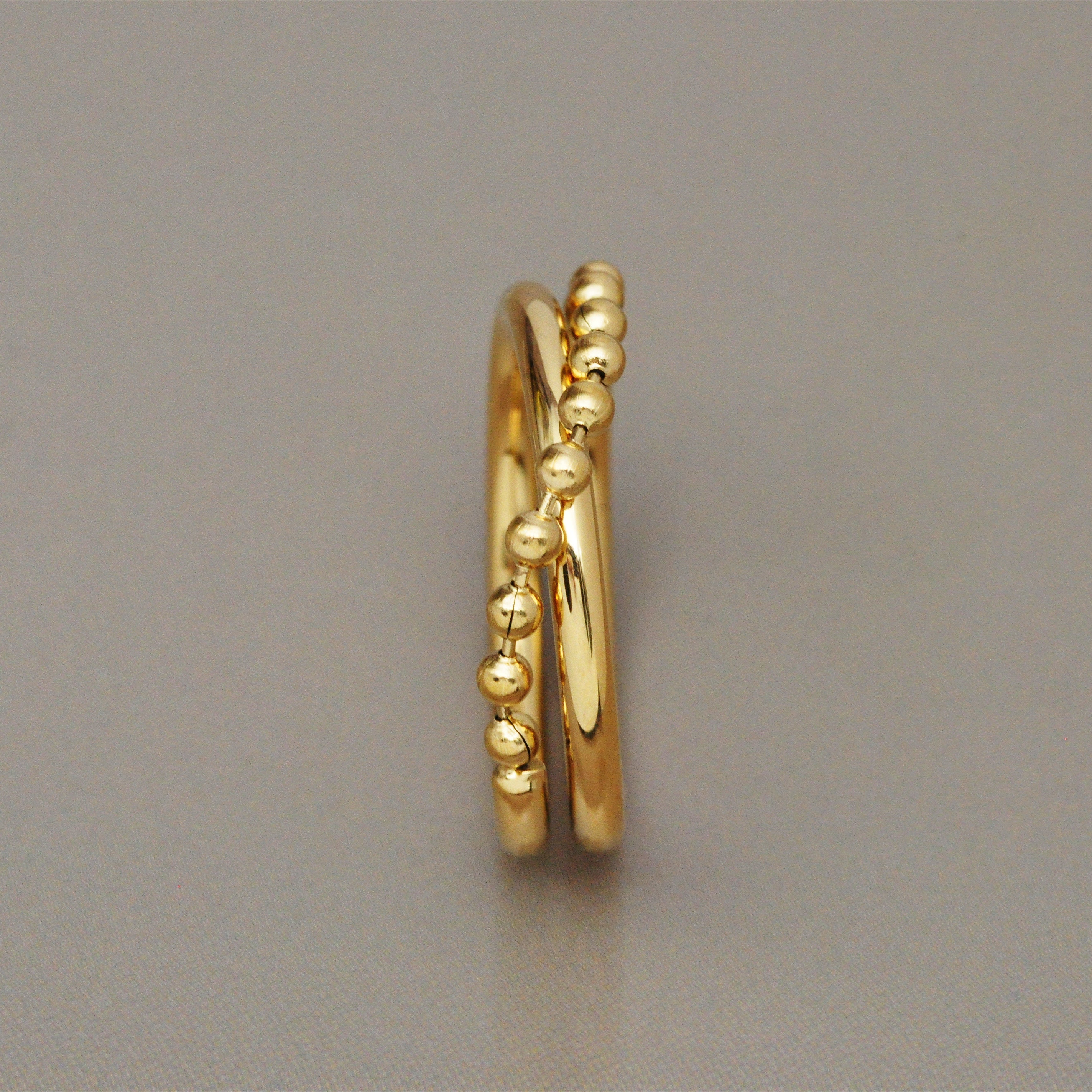18K Gold Dainty Double Layer Ring Crossed Stainless Steel - Etsy UK