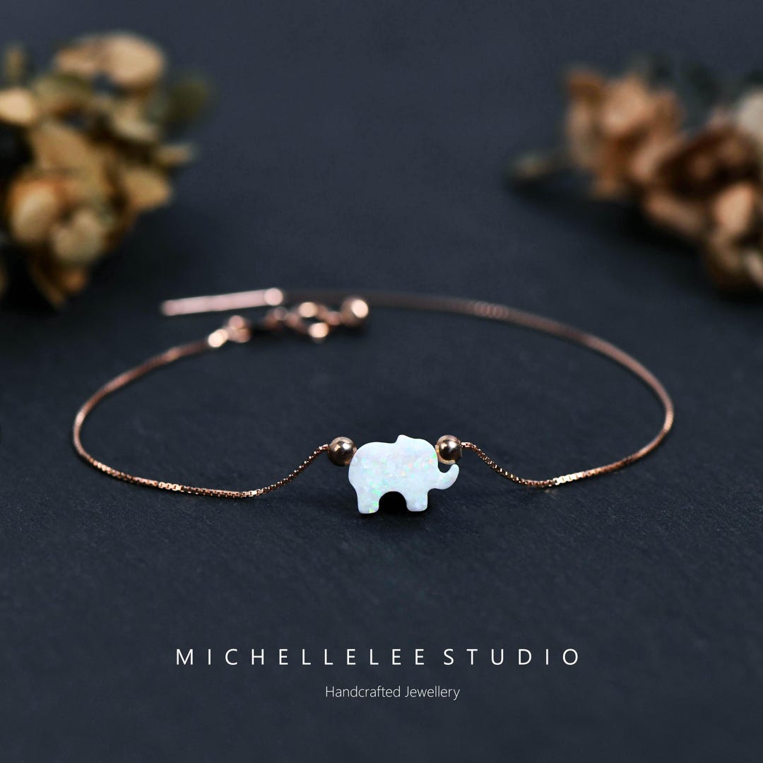 Elephant Opal Bracelet, Fire Opal Animal Bracelet, White Opal Bracelet ...
