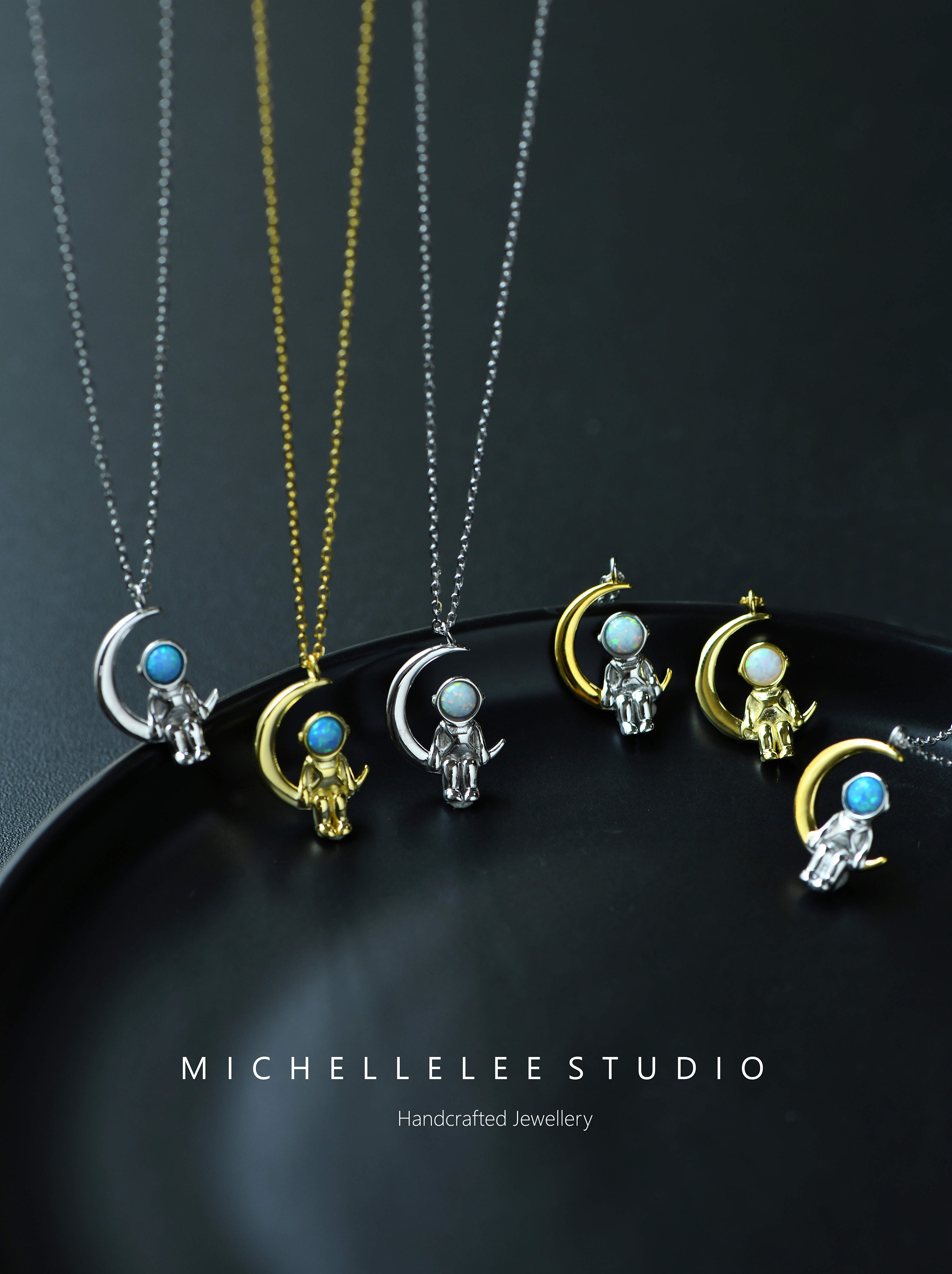 Spaceman Astronaut Pendant Necklace Sterling Silver Dangling - Etsy