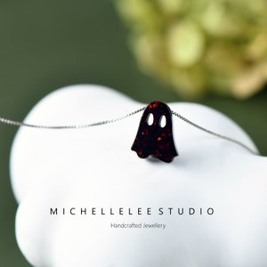 Ghost Opal Necklace, Fire Opal Specter Necklace, White and Black Opal ...