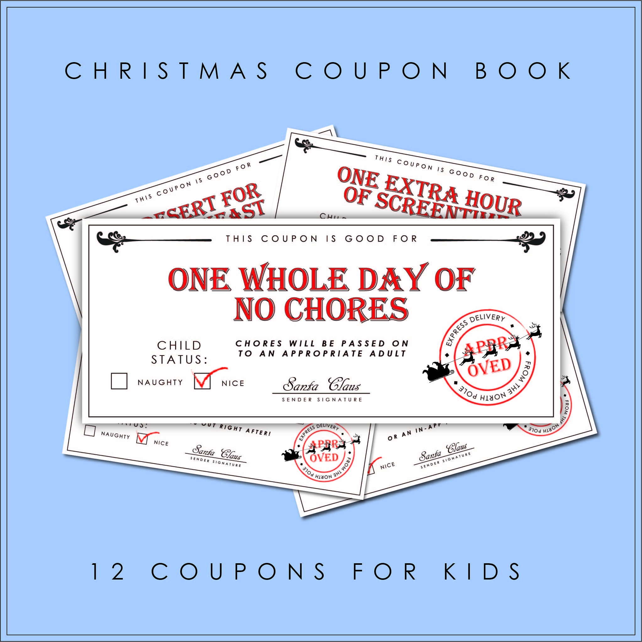 Kids Coupon Book Fun Gift Kids Christmas Voucher Stocking Stuffer ...