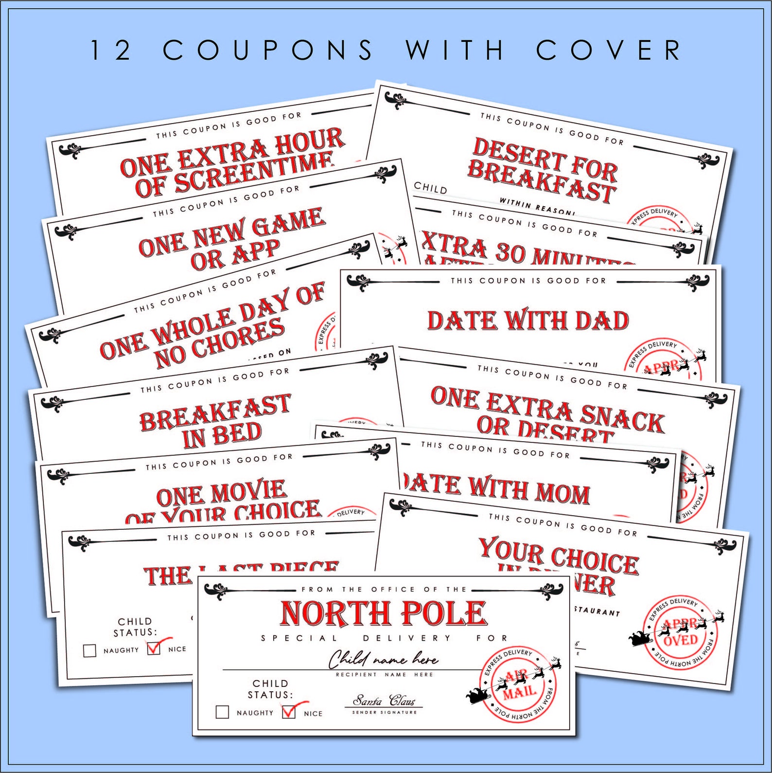 Kids Coupon Book Fun Gift Kids Christmas Voucher Stocking Stuffer ...