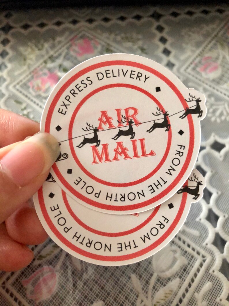Christmas Stickers Air Mail Express Delivery North Pole - Etsy