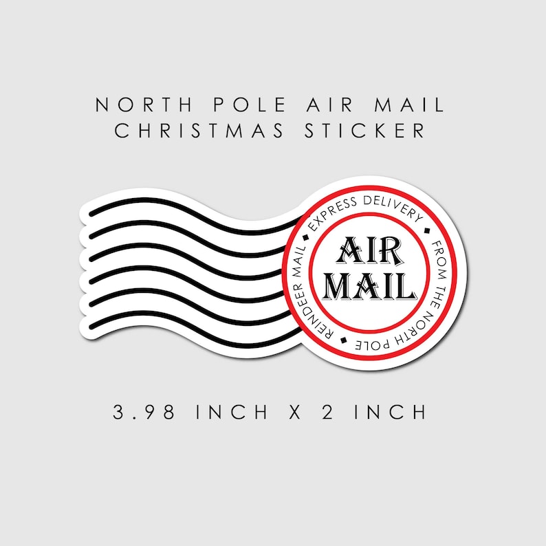Christmas Stickers Air Mail Express Delivery North Pole Stickers ...