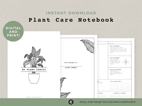 Plant Care Printable & Digital Notebook | Etsy