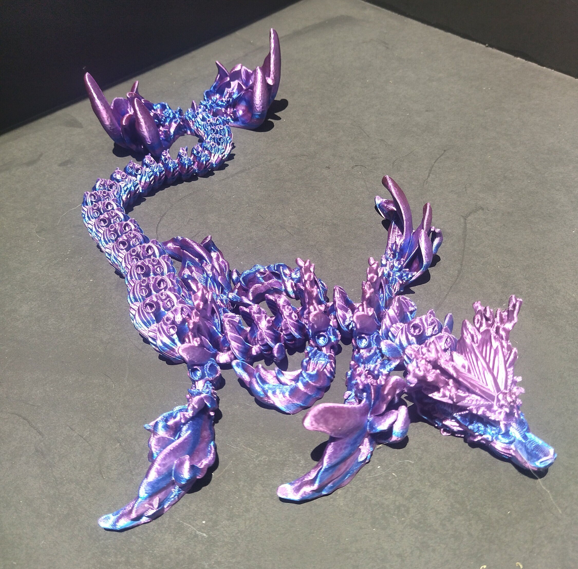 50cm Articulated Coral Dragon in Blue and Purple Silk 50cm - Etsy