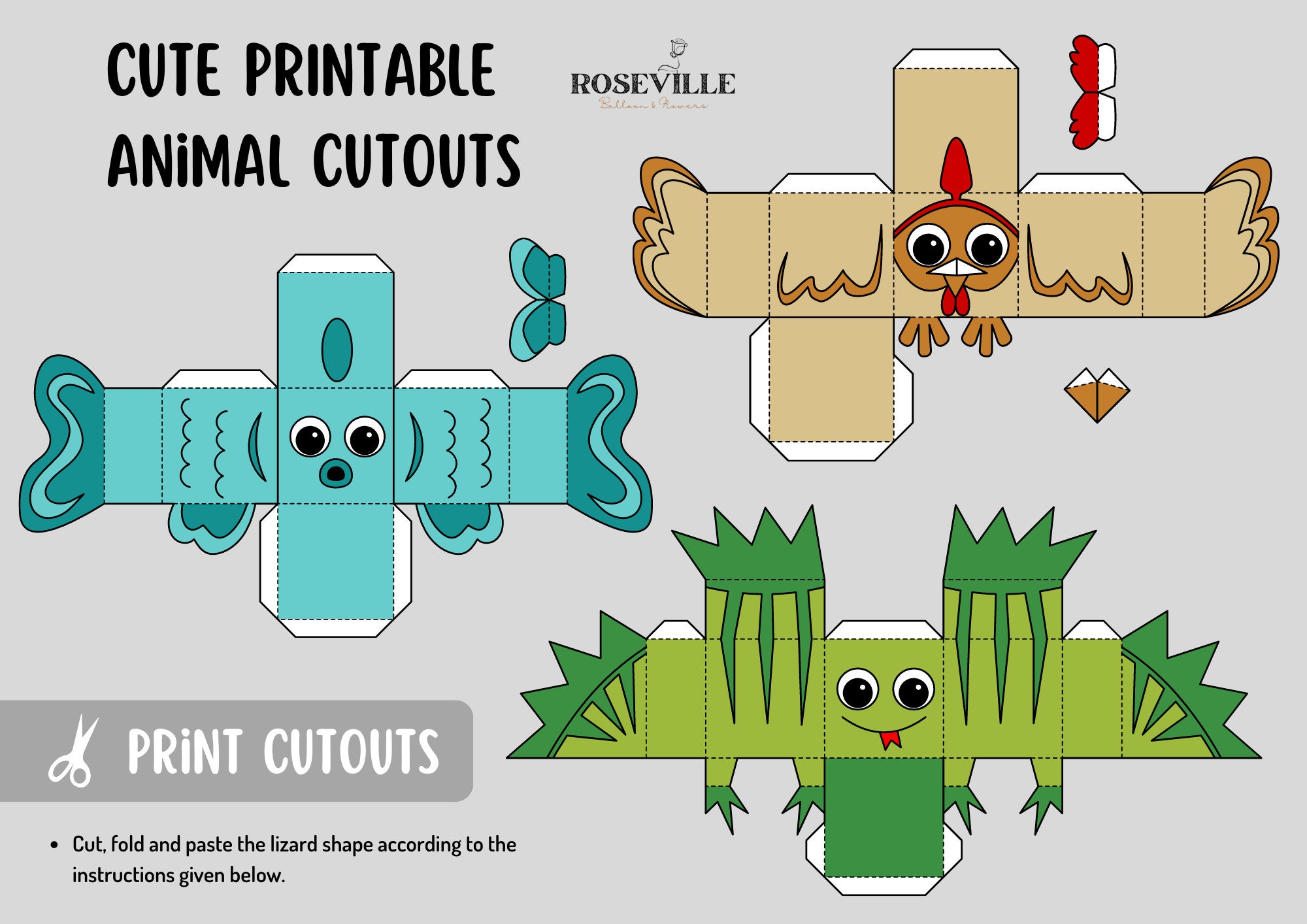 Cute Printable Animal Cutouts - Etsy