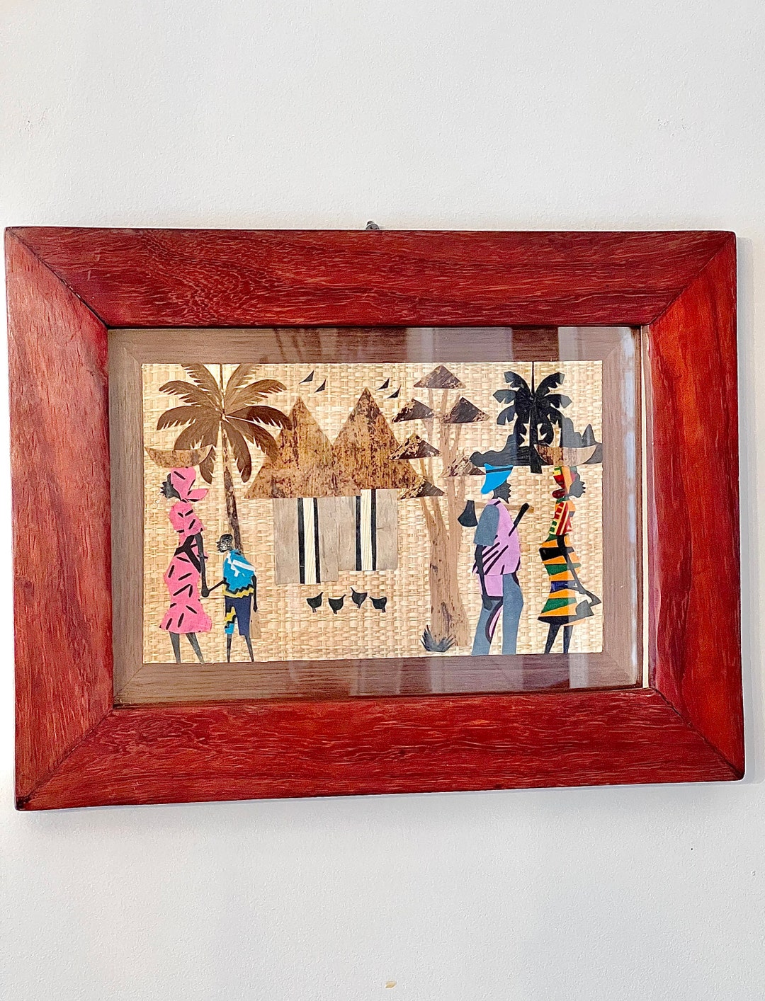 Canvas of Rafia Leaves, Straw and Afritude Loincloth Artistic Painting ...