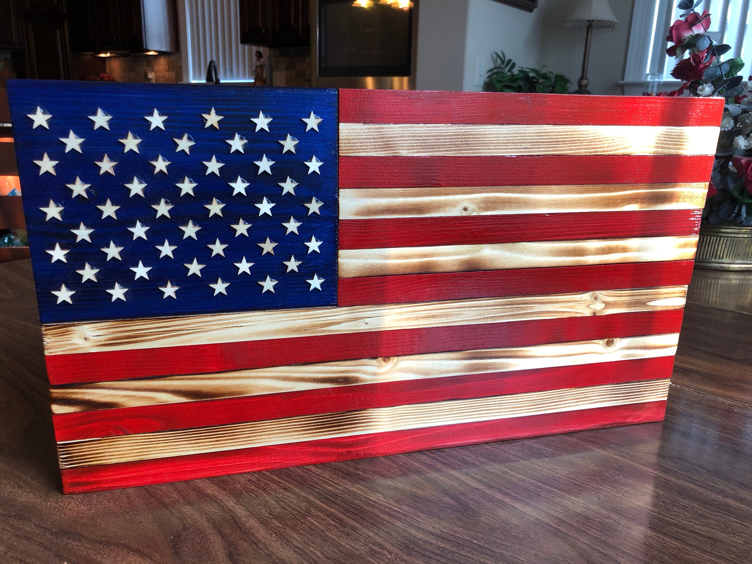 American Flag 18 X 10 Wooden Rusty Flag Out - Etsy