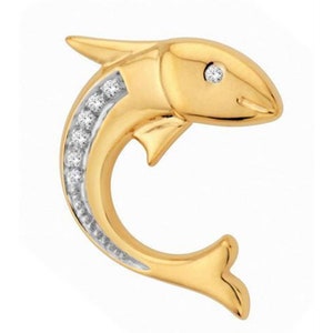 Diamond Fish Pendant Fish Charm Gold Fish Pendant Fish - Etsy