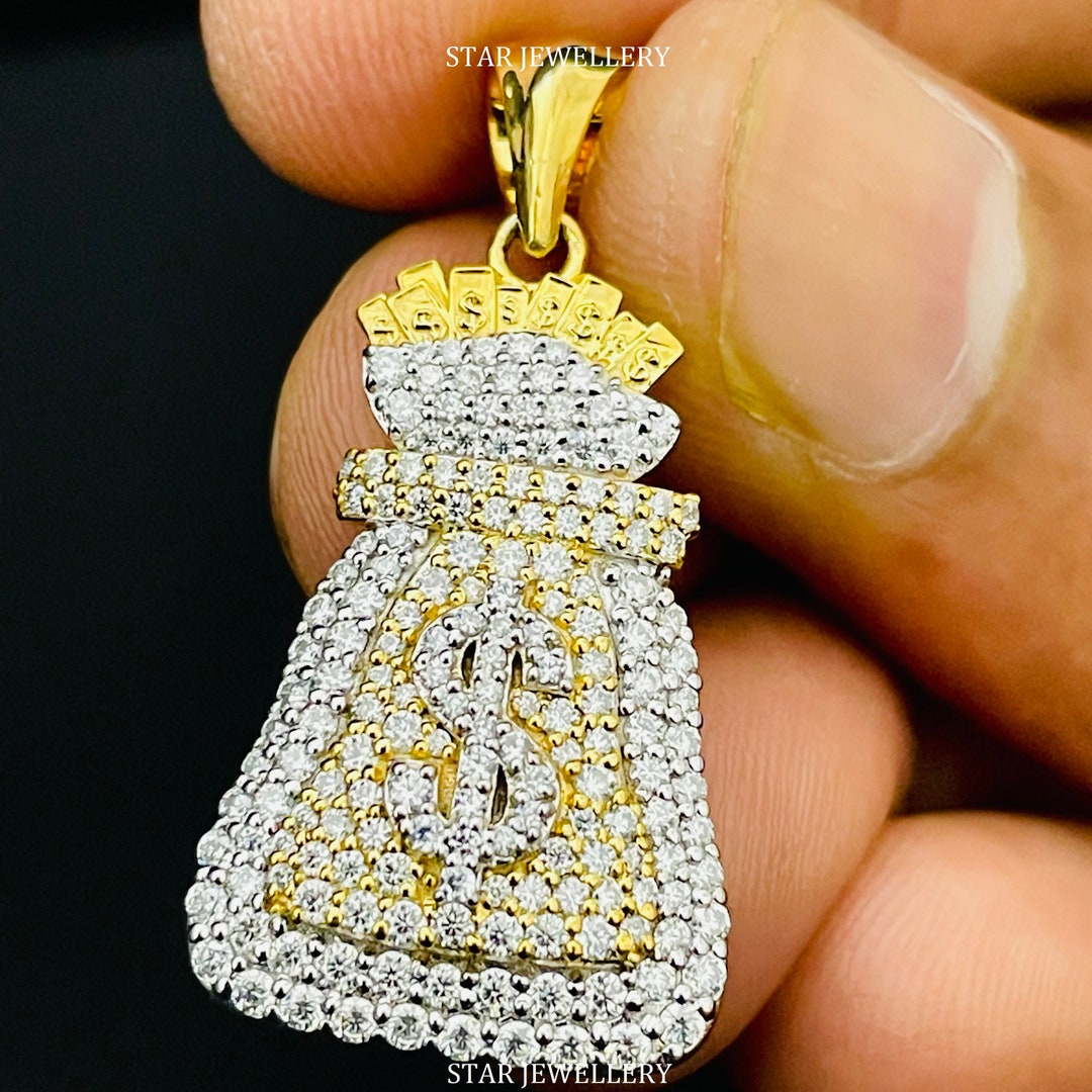 Natural Diamond Money Bag Pendant Custom Moissanite Money Bag - Etsy