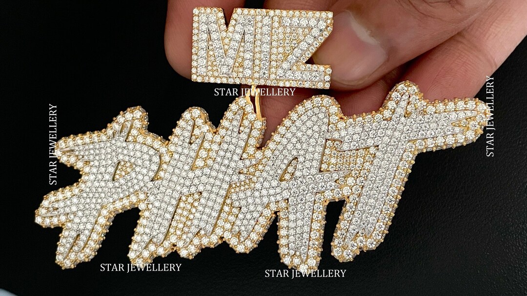 Custom Letter Name VVS Moissanite Pendant, Custom Hip Hop Pendant, VVS ...
