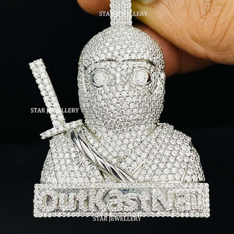 VVS Moissanite Ninja Pendant: 925 Sterling Silver Hip Hop Jewelry - Etsy