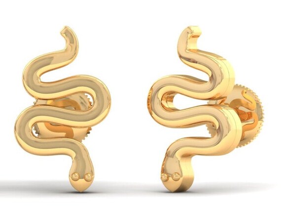 Gold Snake Nose Piercing Solid Gold Snake Nose Pin in 14K | Etsy