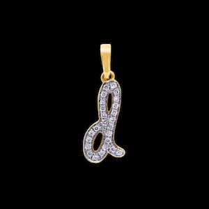 Alphabet Diamond Pendant Gold Initial Letter Pendant - Etsy