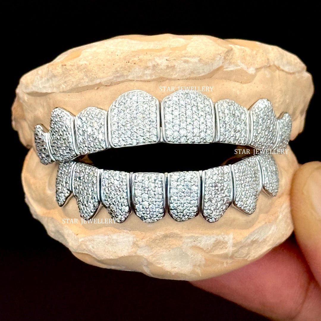 VVS Moissanite Perm Cut Grillz: 925 Sterling Silver Unisex Mouth ...