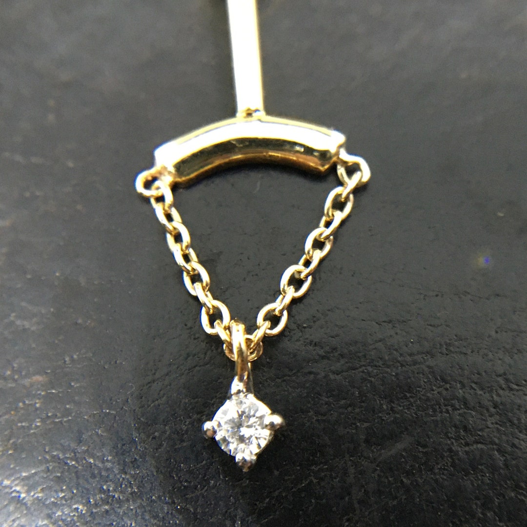 Diamond Chain Piercing With 0.04 Ct Diamond With 4 Prong. - Etsy