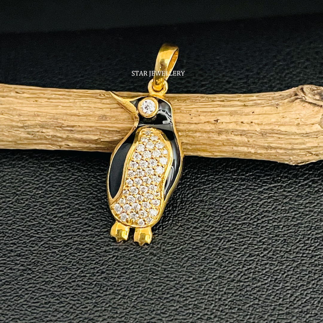Diamond Penguin Pendant: 14K Solid Gold Penguin Charm Necklace - Etsy