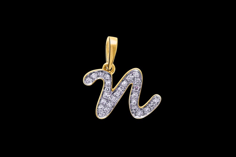 Alphabet Diamond Pendant Gold Initial Letter Pendant - Etsy