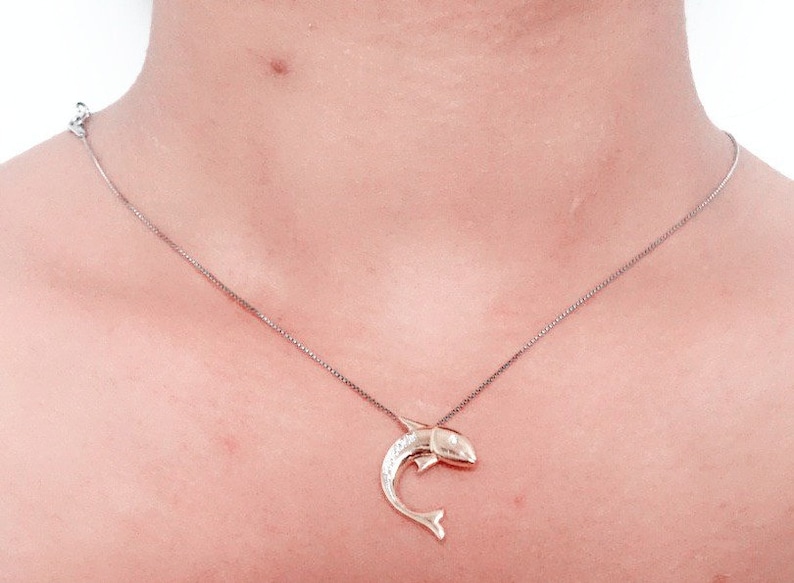 Diamond Fish Pendant Fish Charm Gold Fish Pendant Fish - Etsy