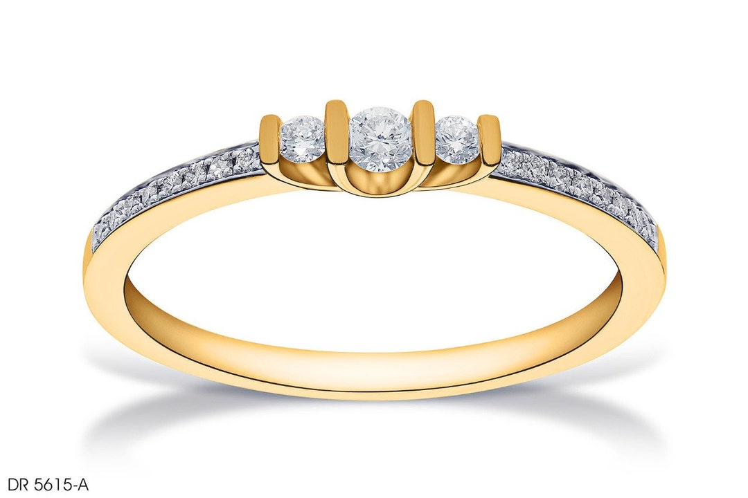 Three Stone Diamond Ring / Three Stone Ring / Trio Diamond Ring / Three ...