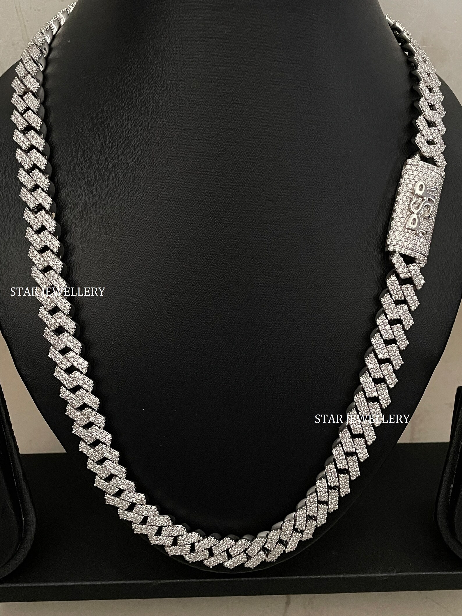VVS Moissanite Cuban Chain: 12MM Sterling Silver Unisex Necklace - Etsy