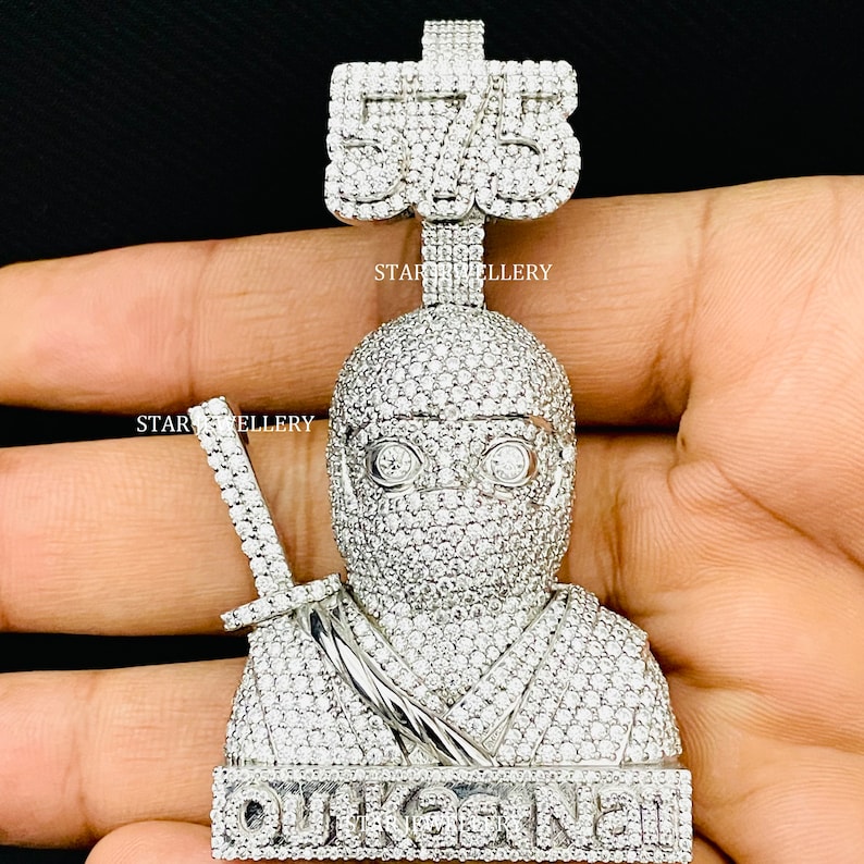 VVS Moissanite Ninja Pendant: 925 Sterling Silver Hip Hop Jewelry - Etsy