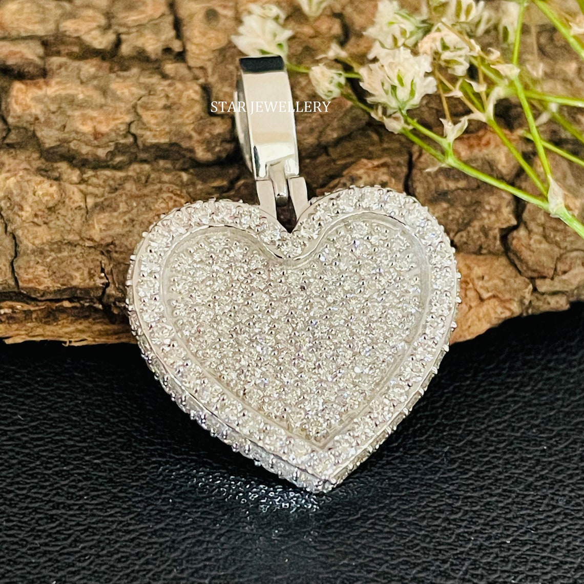14K Solid Gold CVD Diamond Heart Pendant, Bridal Graduation Gift - Etsy