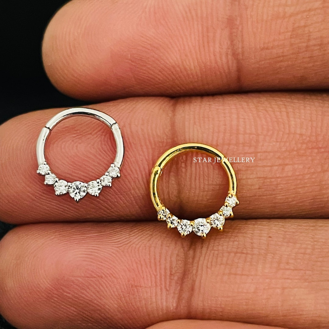 Natural or Lab Grown Diamond 14K Gold Daith Septum Clicker (0.12 Ct) - Etsy