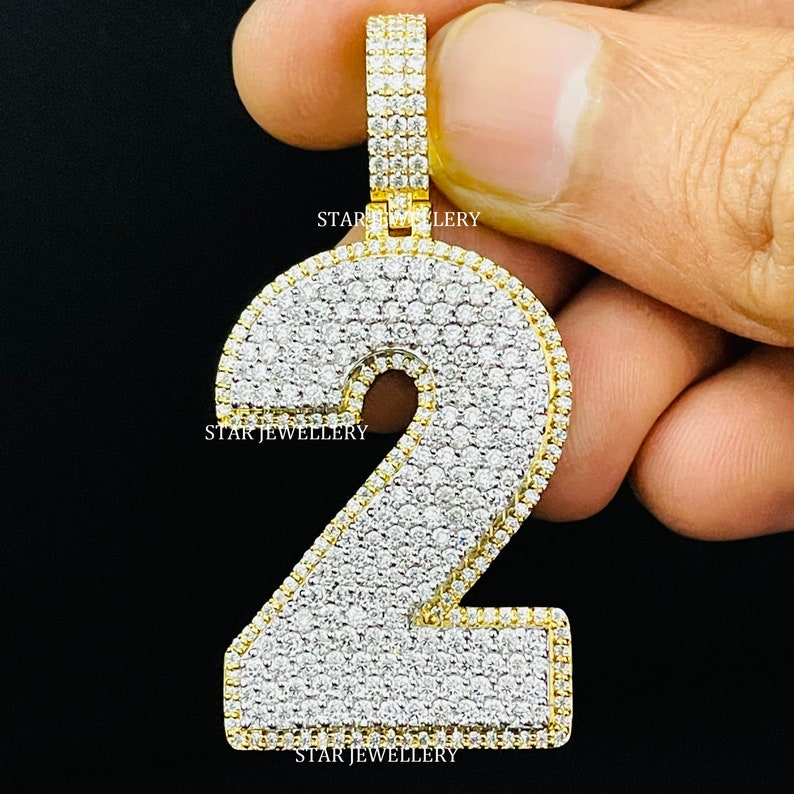 Moissanite Number Pendant: Custom Hip Hop Sterling Silver Birthday Gift ...