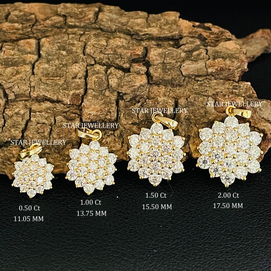 14K Gold CVD Diamond Cluster Pendant: Prong Set Clover - Etsy