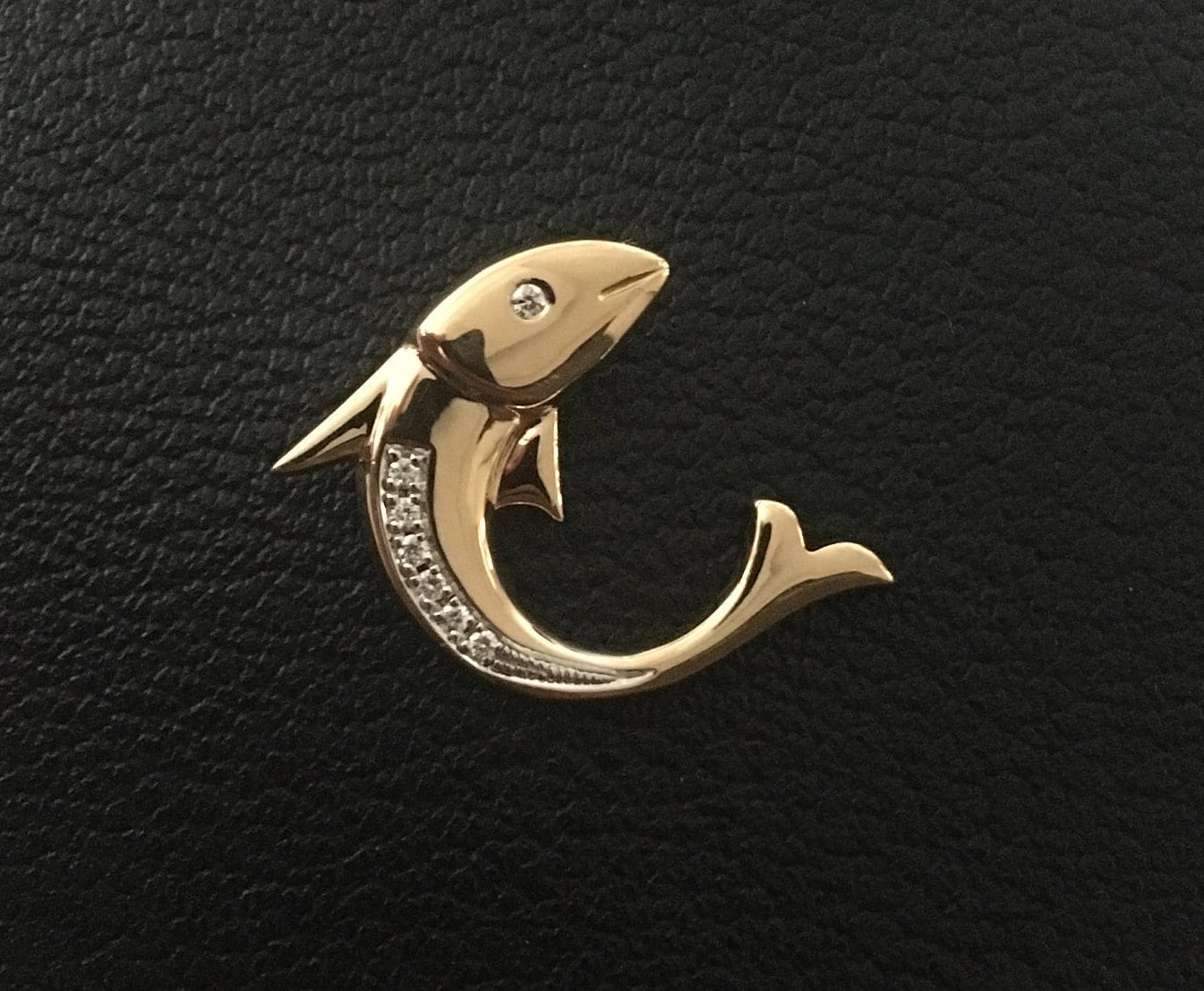 Diamond Fish Pendant Fish Charm Gold Fish Pendant Fish - Etsy