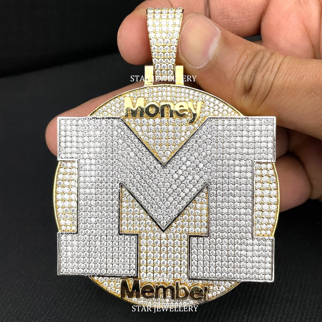 Custom Moissanite Logo Pendant: VVS Silver Hip Hop Jewelry - Etsy