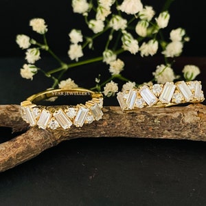 Mixed Diamond Hoop Earring, Baguette Diamond Hoop Earring, Bridesmaid ...