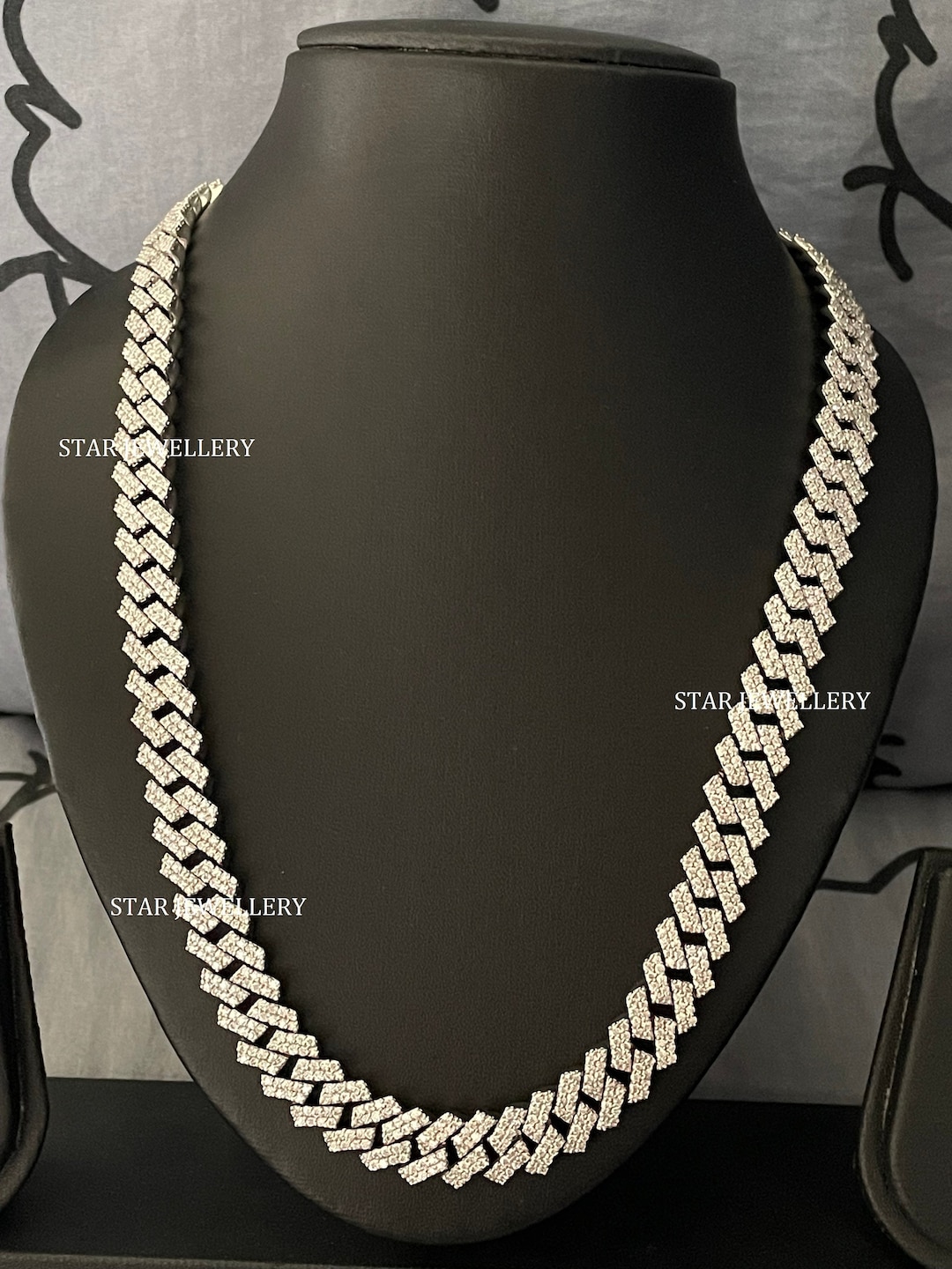 VVS Moissanite Cuban Chain: 12MM Sterling Silver Unisex Necklace - Etsy