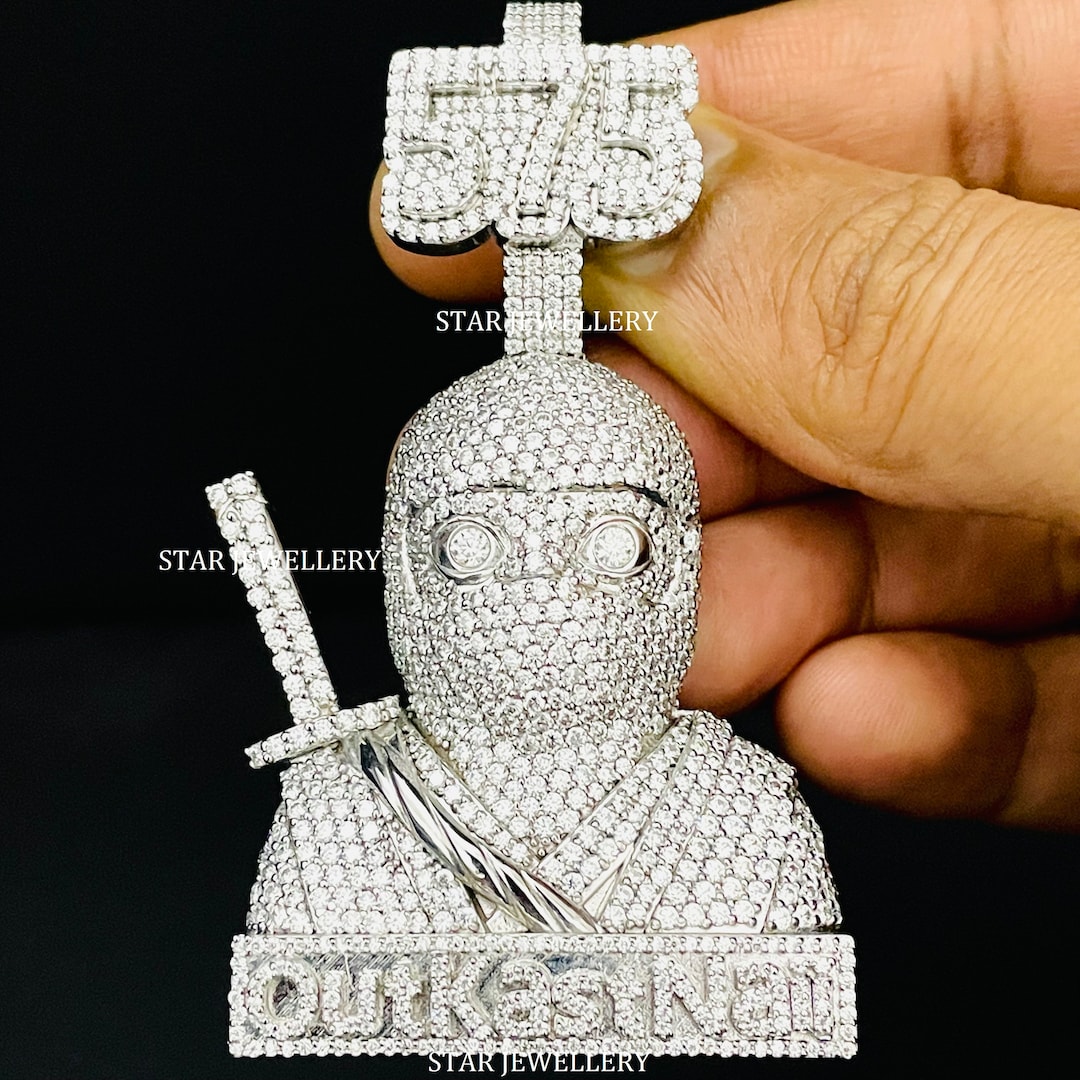 VVS Moissanite Ninja Pendant: 925 Sterling Silver Hip Hop Jewelry - Etsy