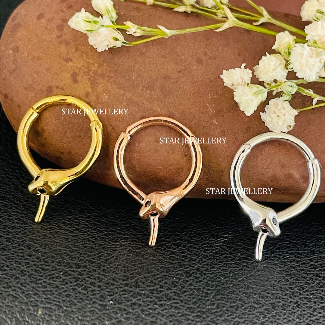 Sterling Silver Snake Daith Clicker: Septum, Helix Piercing (14g, 16g ...